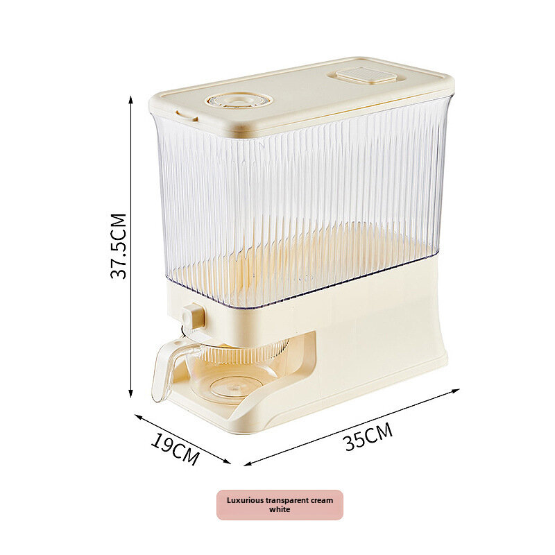 Контейнер-ведро, для риса, 20кг, прозрачный кремово-белый