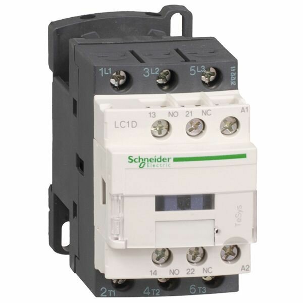 LC1D25BL Schneider Electric Контактор 3п, 25A AC-3, Uкат. 24V DC, пониженное потребление 2.4W, доп. контакты: 1но+1нз.