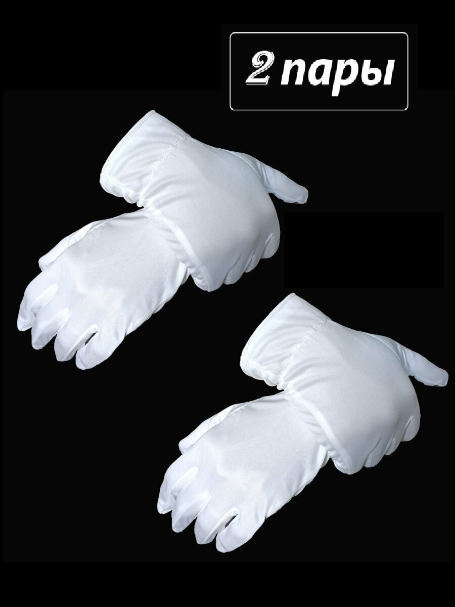 Набор перчаток "Meryl-Б" из микрофибры, с манжетой на резинке, белые, One Size, 2 пары