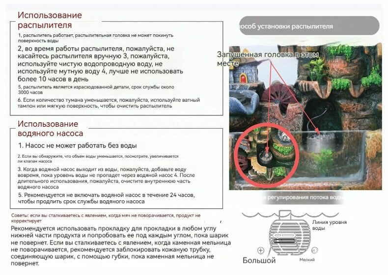 Настенный фонтан для интерьера, производительность 1 м /ч
