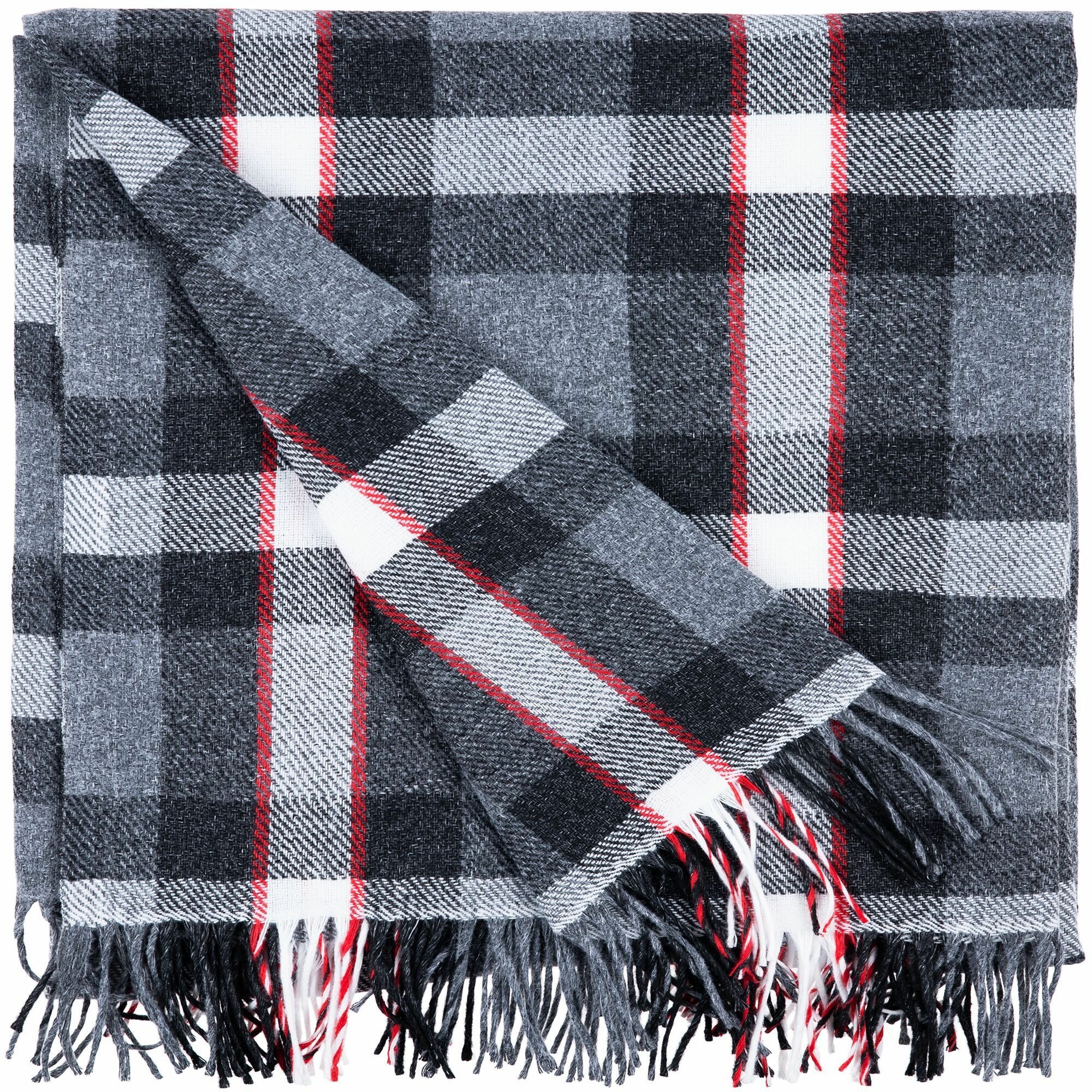 Плед 150х200 подарочный, туристический в клетку на кровать, на диван шерстяной, теплый, Валдай, серый