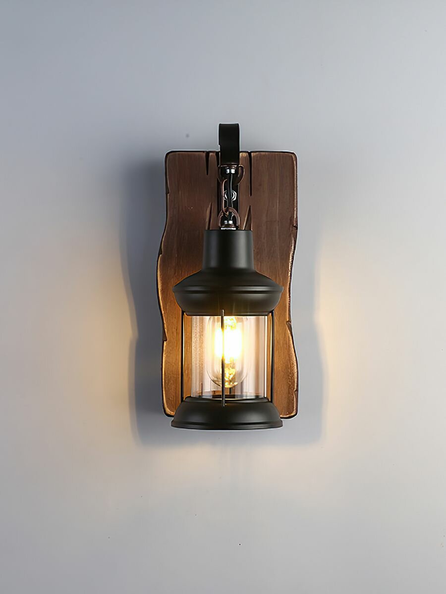 Декоративный настенный светильник из массива дерева в стиле ретро-индустриальный стиль LOFT