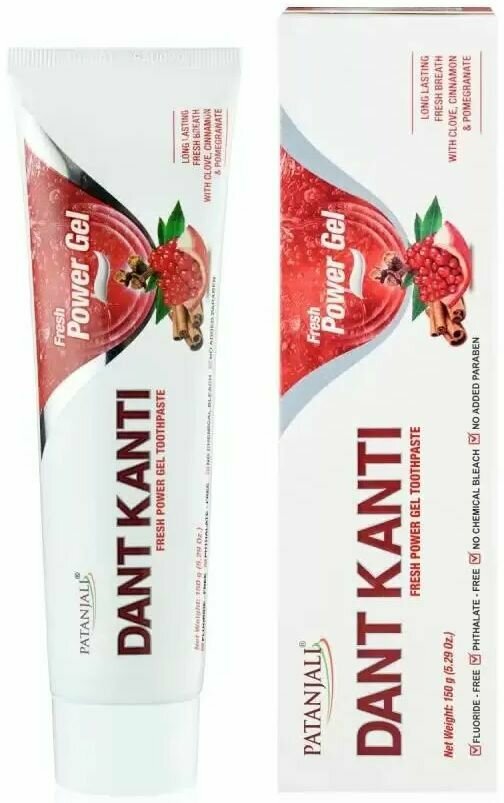 Зубная паста Дант Канти сила свежести Патанджали , Dant Kanti FRESH POWER Gel Toothpaste Patanjali, 150 г