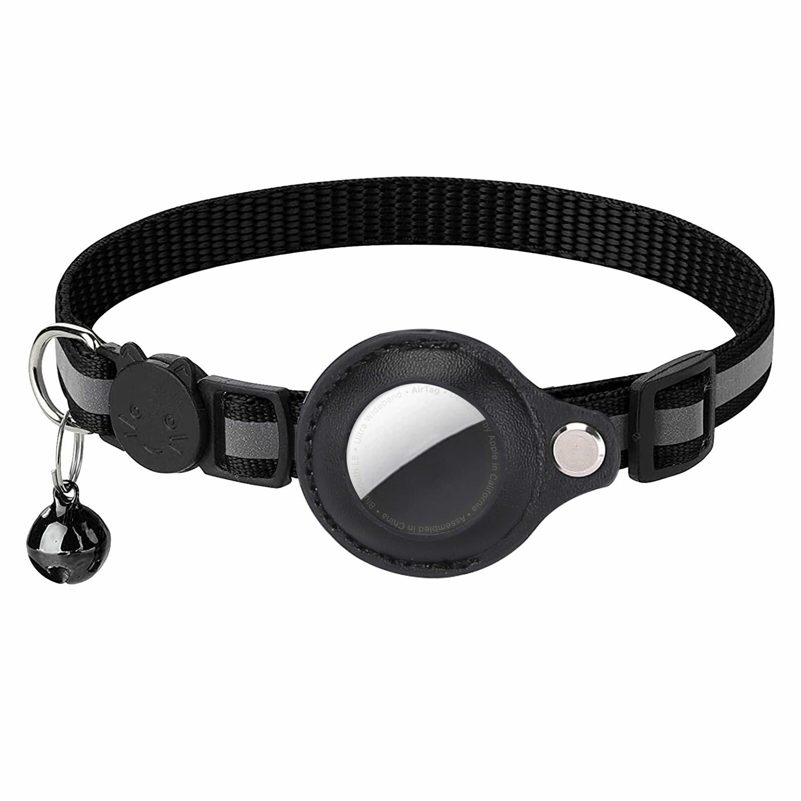 Ошейник для позиционирования кошки, светоотражающий колокольчик, противоскользящий ошейник кошки-черный