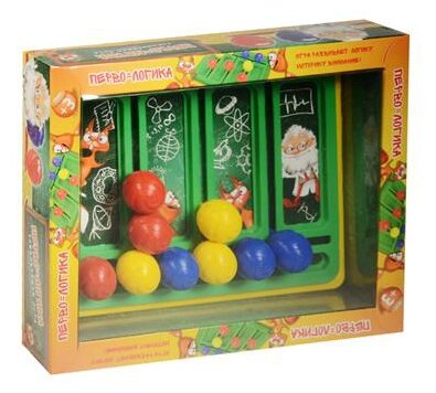 Настольная Игра Перво-логика (игровая доска с шариками, 12 карточек с комбинациями, в коробке, от 3 лет) 12031, (ООО "биплант")