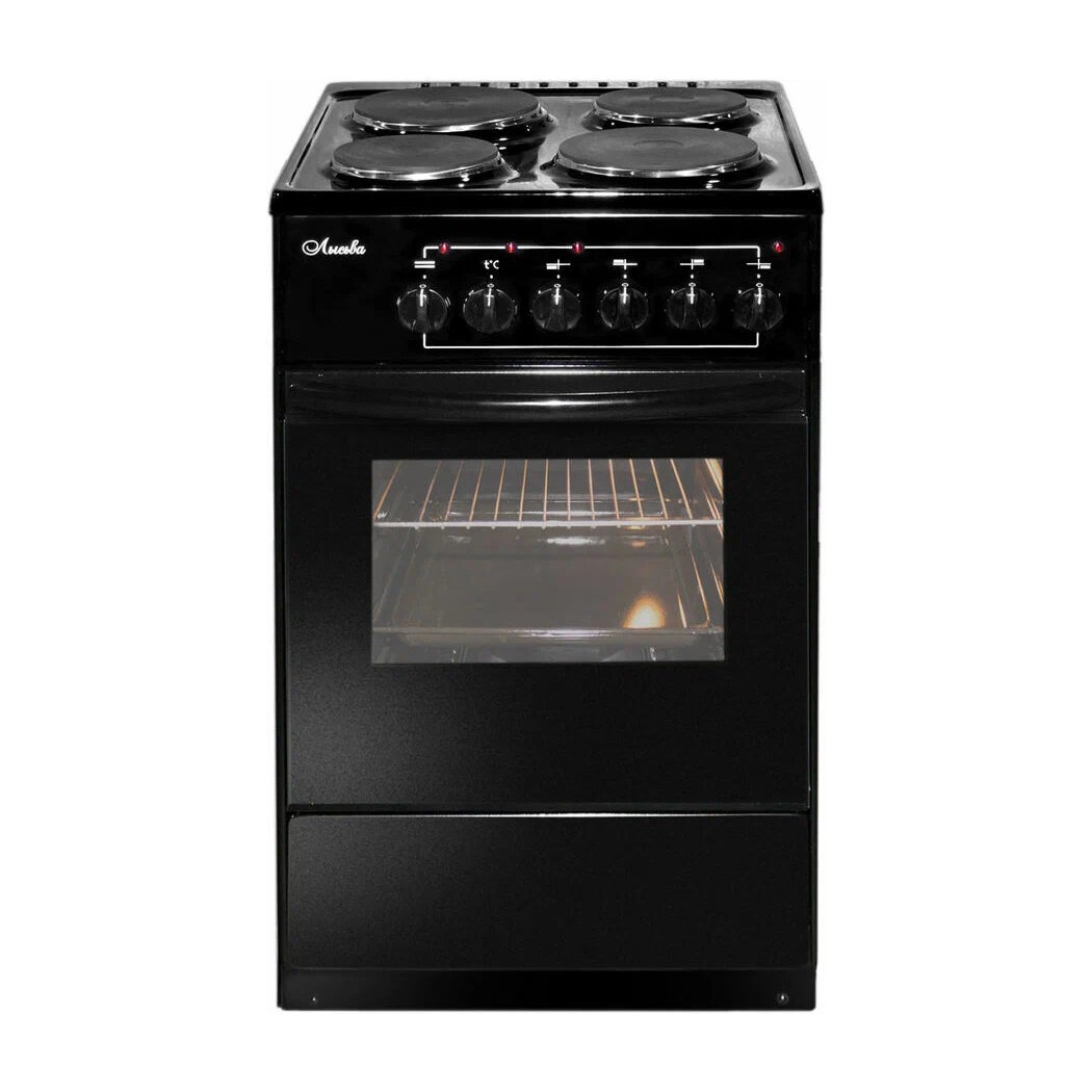 Плита Лысьва ЭП-411 BK, электрическая, 7000Вт, 4конфорки, 57л, черная