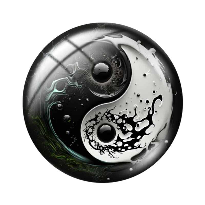 Стеклянные кабошоны Инь и Ян 10 шт. 18 мм, 03