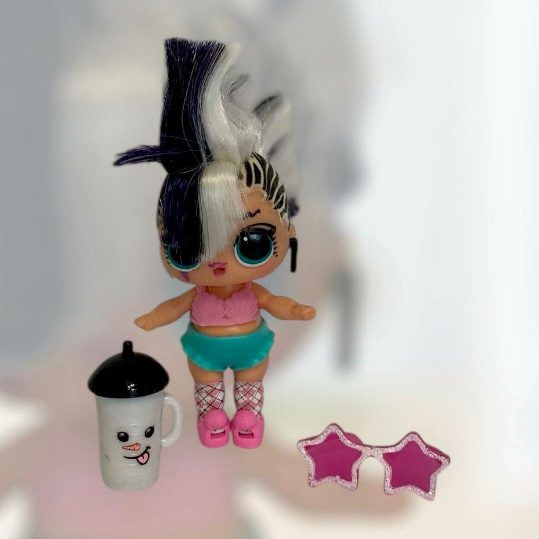 Кукла шарнирная Кула Лол "Пупс", хвост бело-чёрный, пластик, 8см