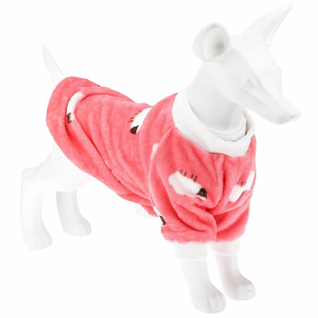 Толстовка для собаки Pet Toys "Овечка", L, длина спинки 30 см, обхват груди 42 см, шеи 26 см, розовая, плюш, полиэстер