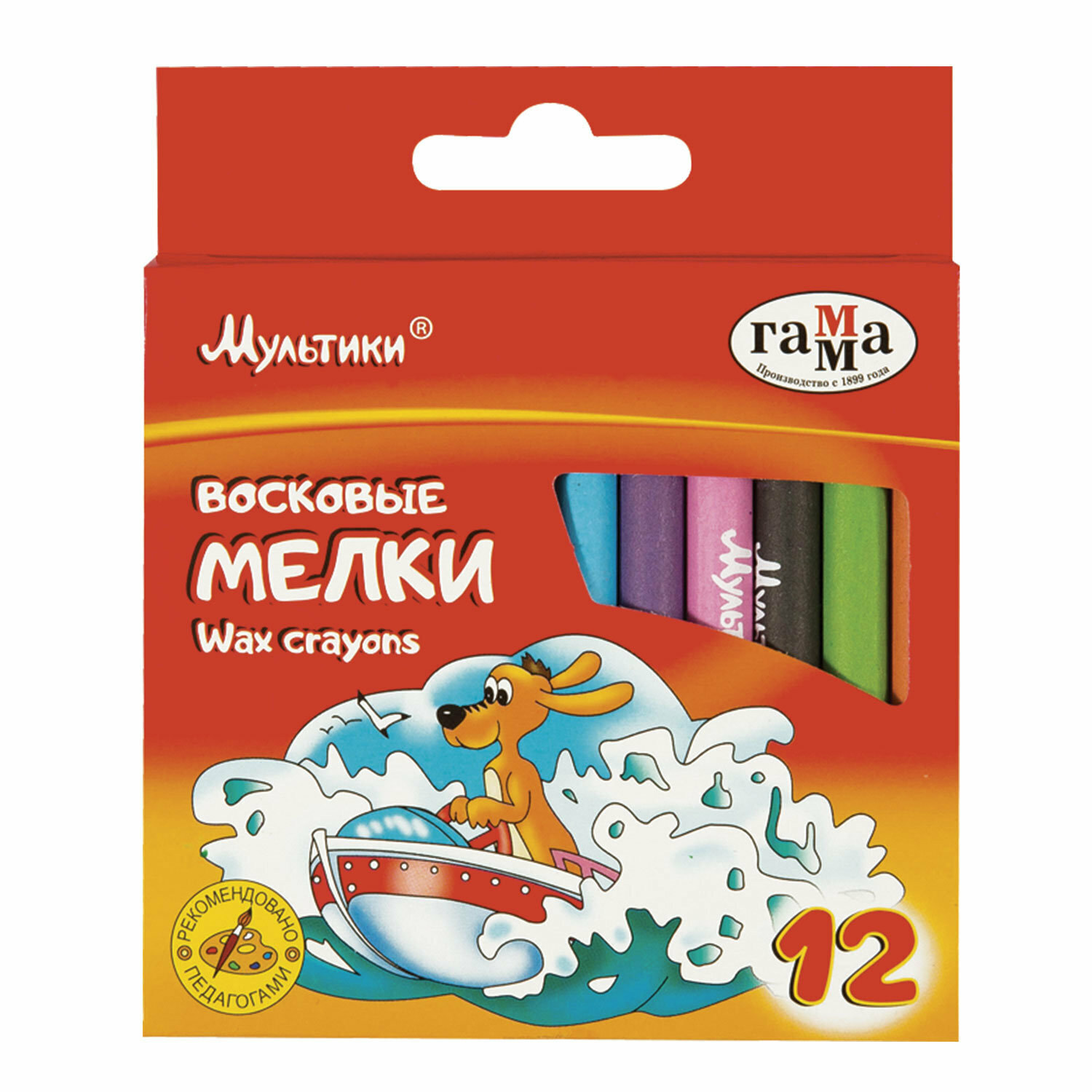 Восковые мелки Гамма "Мультики", 12 цветов, 8х90 мм, круглые (2131018_01_29)