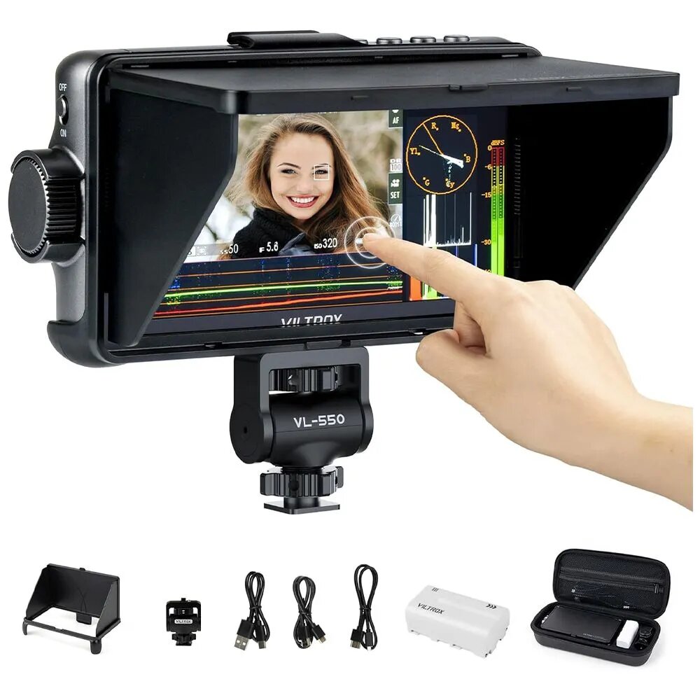 VILTROX DC-550 Pro Сенсорный экран 4K HDMI Монитор поля камеры 5,5 дюйма 3D LUT IPS HD 1920x1080 с аккумулятор