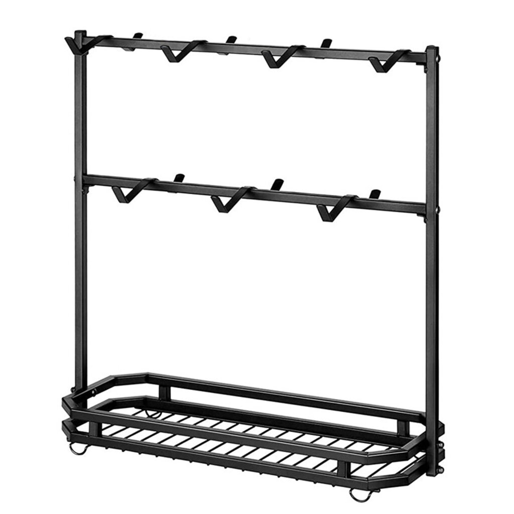 Металлический Держатель Кофейных Кружек с 14 Крючками и Подставкой Для Хранения Столешниц для Кружек/Чашек, Подставка для Кухонной Стойки