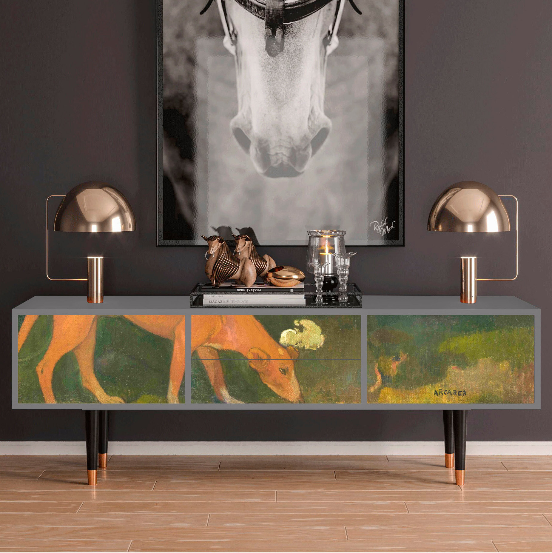 ТВ-Тумба - STORYZ - T4 Arearea by Paul Gauguin, Размер - 170 x 59 x 48 см, Цвет корпуса - , Серый