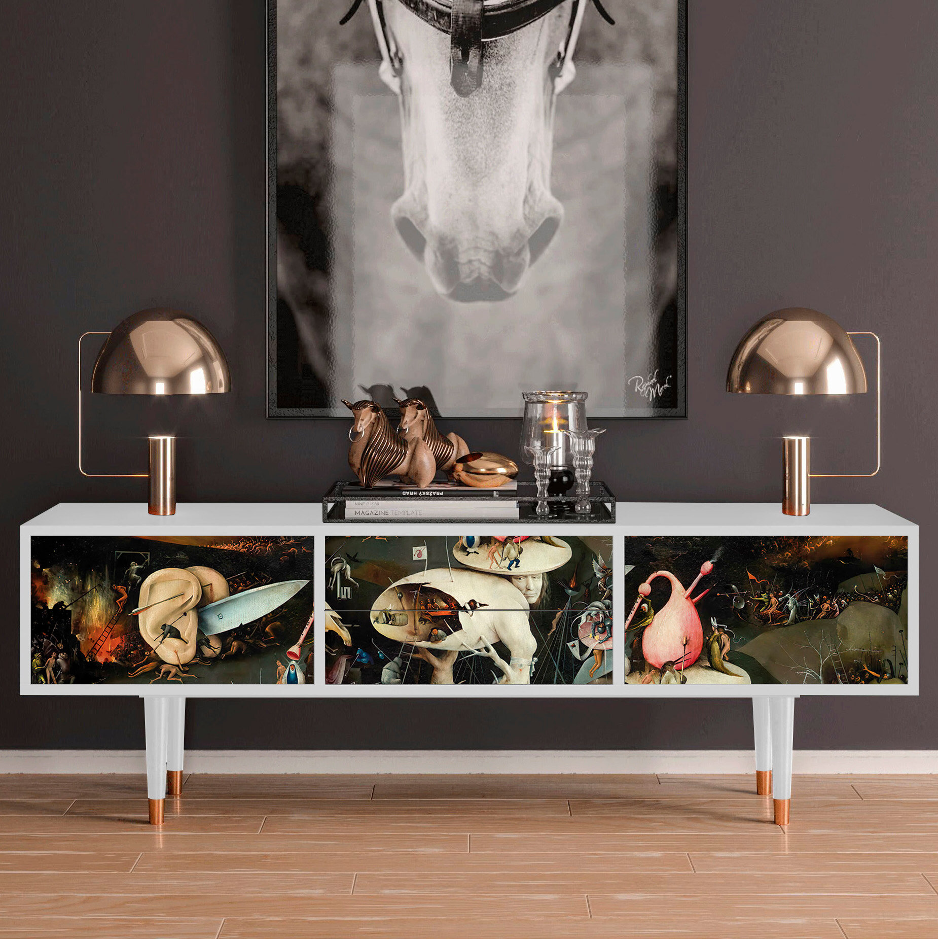 ТВ-Тумба - STORYZ - T4 The Garden of Earthly Delights by Hieronymus Bosch, Размер - 170 x 59 x 48 см, Цвет корпуса - , Белый