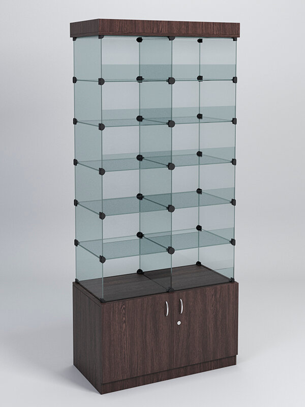 Витрина "КУБ" №503-КО (без дверок, передняя стенка - стекло), Дуб Венге