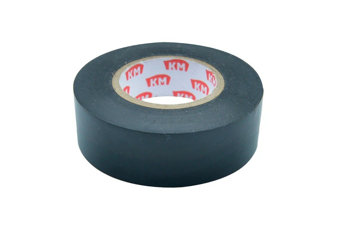 Изолента КМ ПВХ черная, ширина19 мм, длина 20 м, односторонняя