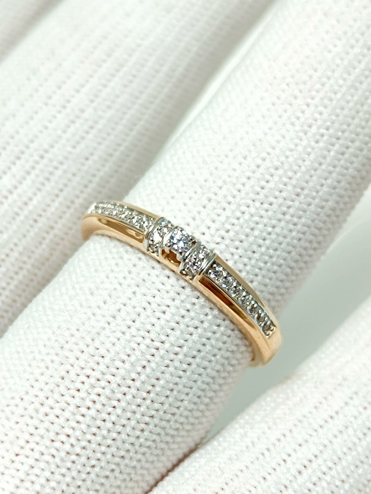 Кольцо, красное золото, 585 проба, фианит