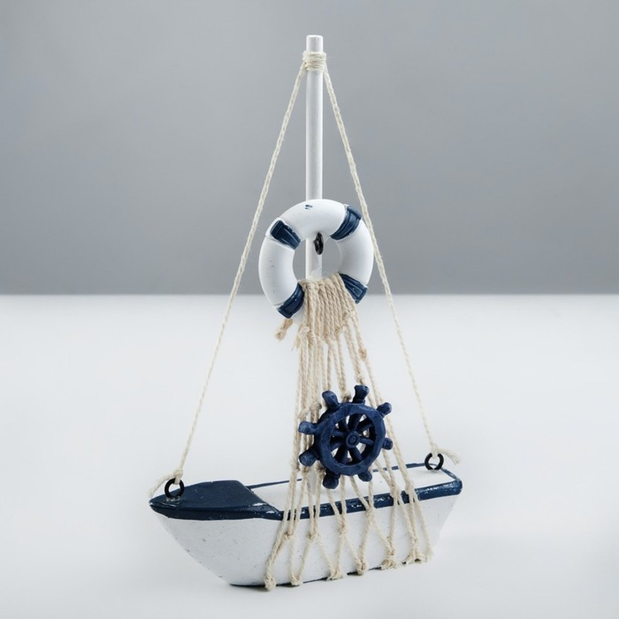 Фигурка Сима-ленд «Модель корабля Яхта», дерево, 17 см x 11 см, белая