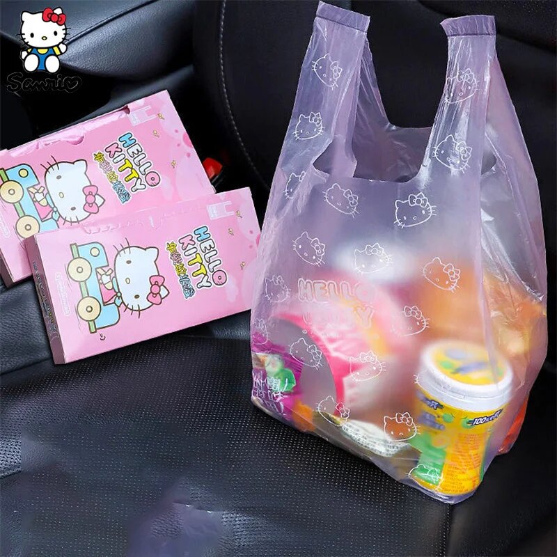 Автомобильный мусорный мешок Hello Kitty, розовый, с принтом, портативный, настольный 100 коробок
