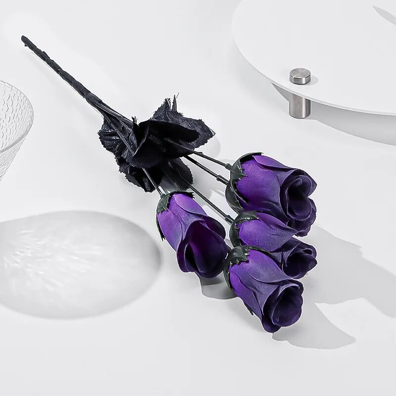 Искусственная черная роза для декора Purple rose