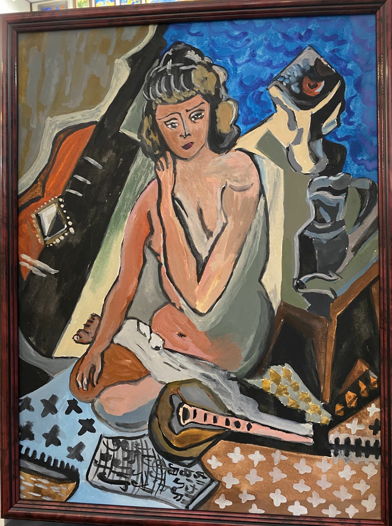 Картина в раме. Наложница. Акварель. Бумага на подрамнике. 30/40. Художник Миляева НН. Для подврка , интерьера, коллекционирования!