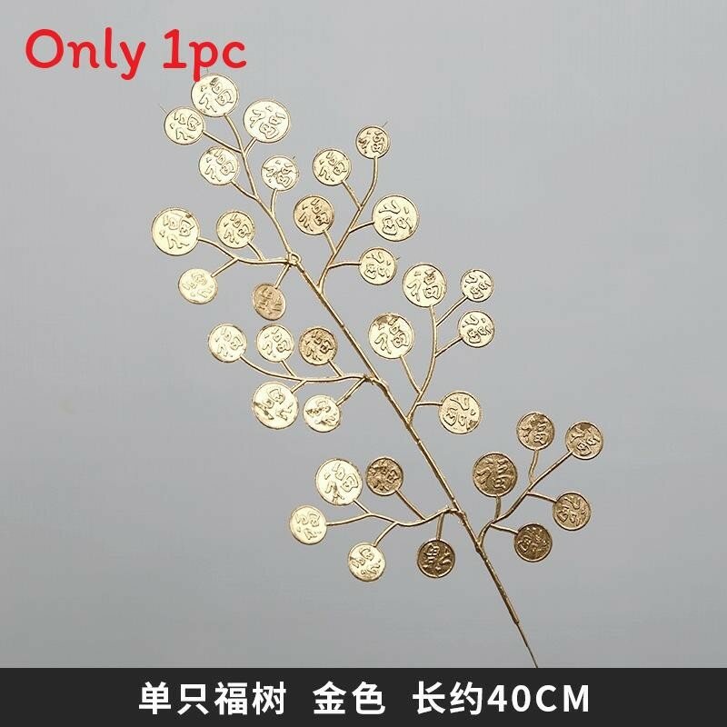 Artificial lucky fruit and golden leaves for photography props and wedding decor