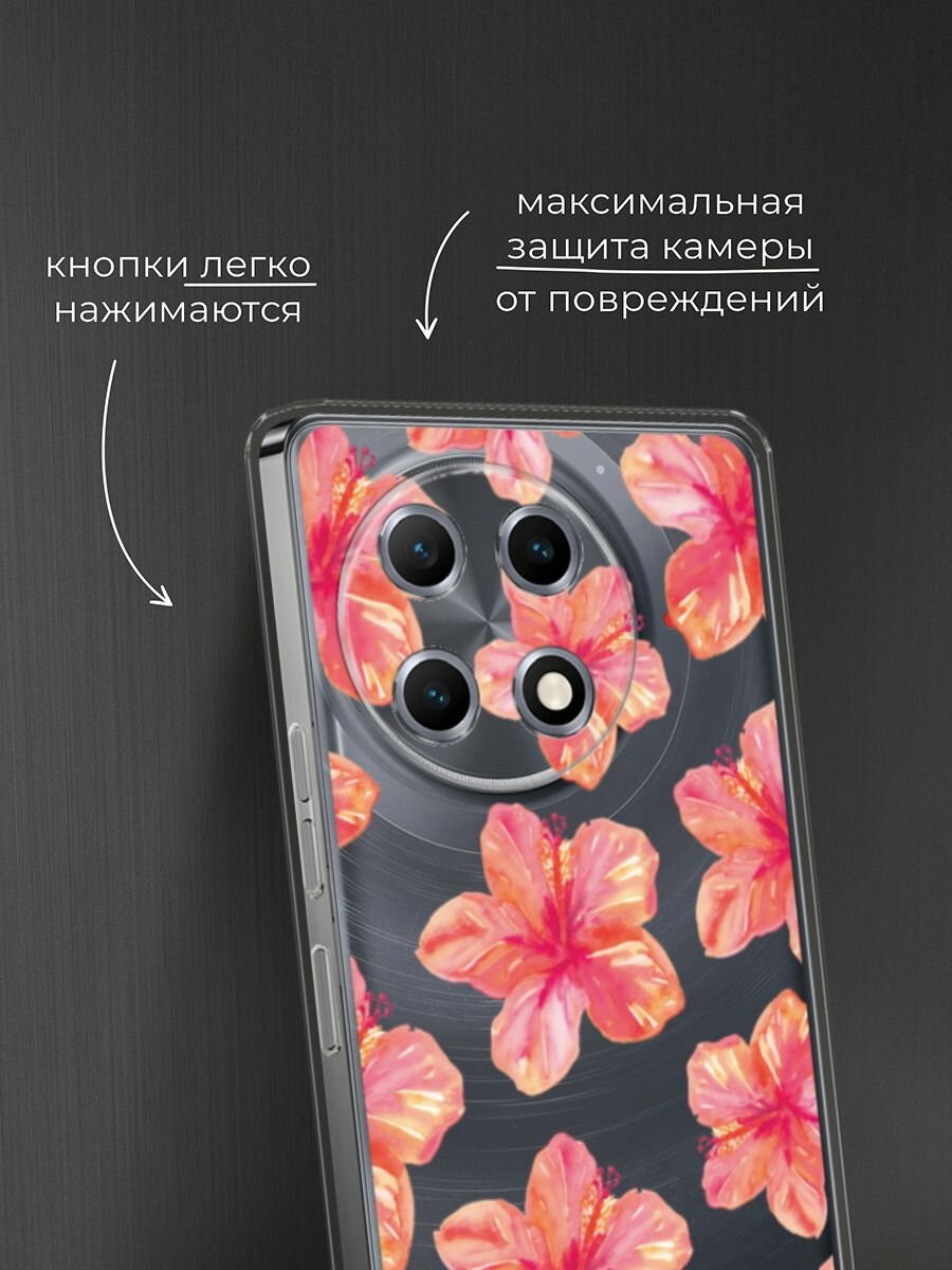 Чехол на Tecno Camon 30S / Текно Камон 30S с принтом "Pink flowers" — фото 1
