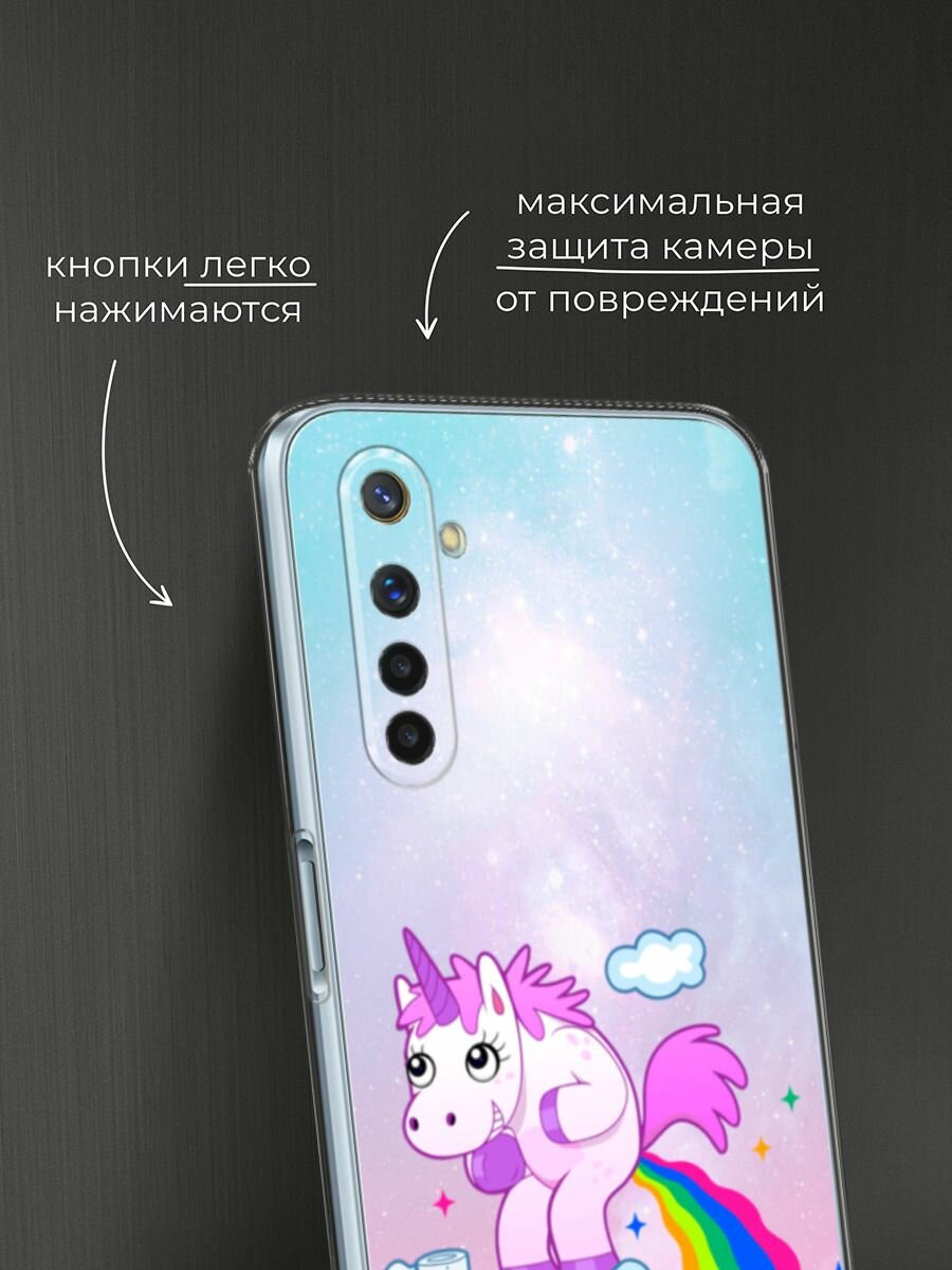 Силиконовый чехол на Realme 6 / Реалми 6 с принтом "Единорог какает" — фото 1