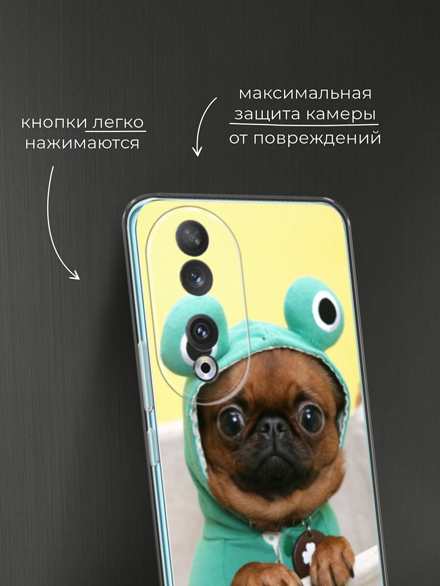 Чехол на Honor 90 / Хонор 90 с принтом "Собачка в шапке лягушки" — фото 1