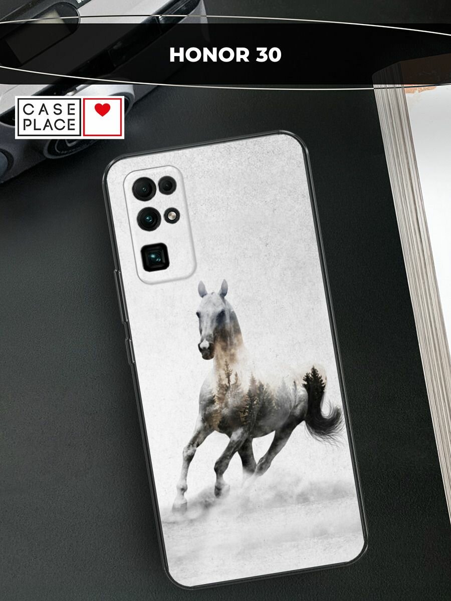 Силиконовый чехол на Honor 30 / Хонор 30 с принтом "Лошадь лес"