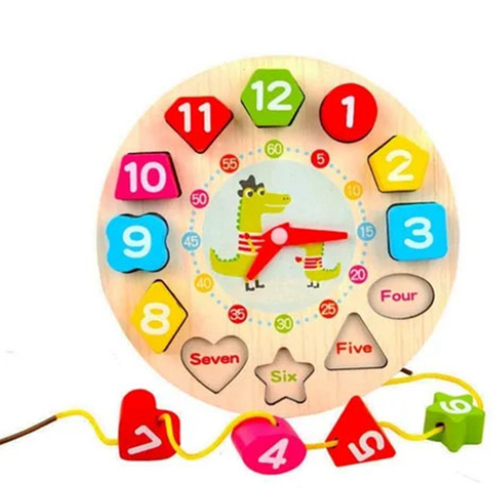 Деревянные геометрические строительные блоки для раннего развития, цифровые игрушки для нанизывания и сопоставления для развития детей и младенцев