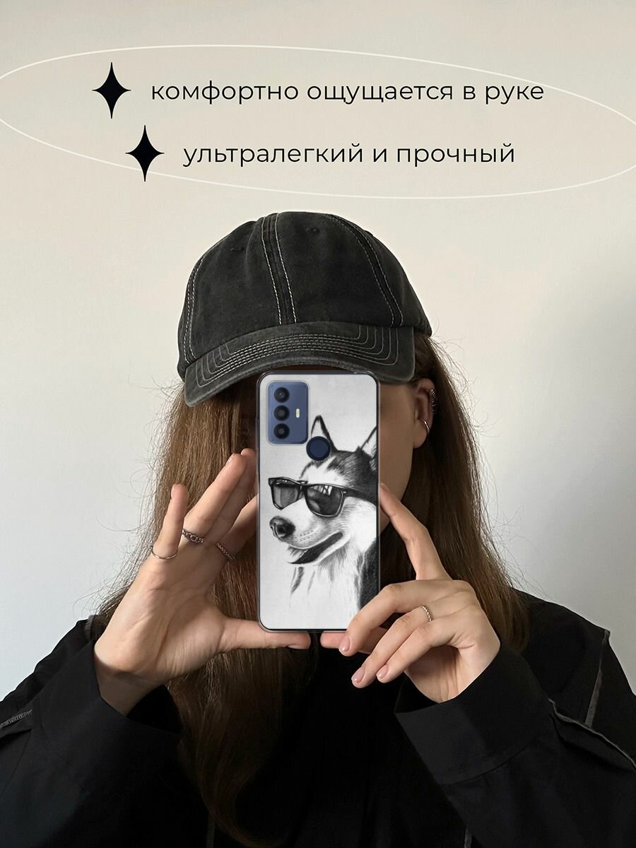 Чехол на TCL 30E/30 SE/305/306 / ТСЛ 30E с принтом "Крутой Хаске" — фото 1