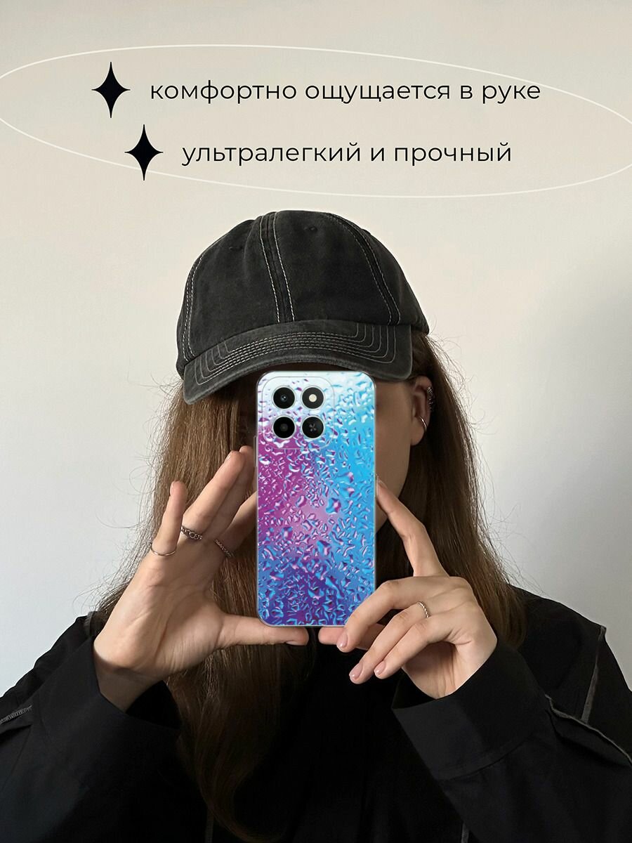 Силиконовый чехол на Honor X6c / Хонор X6c с принтом "Капли на стекле" — фото 1