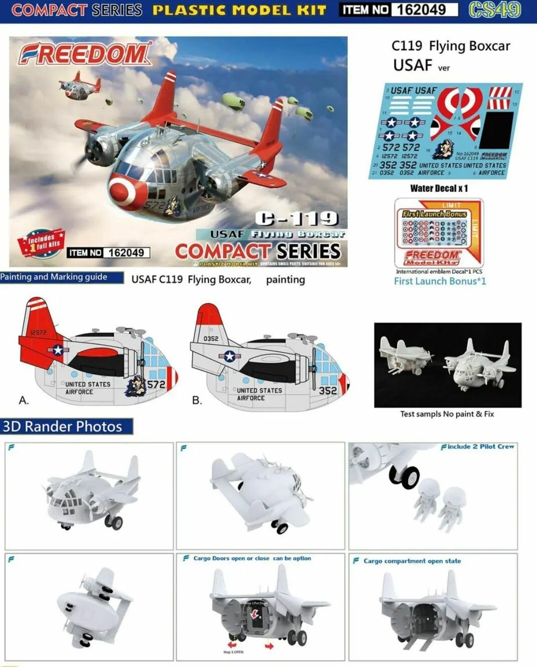 FREEDOM 162049 Q version Compact Series: USAF C119 Flying Boxcar сборная модель самолета