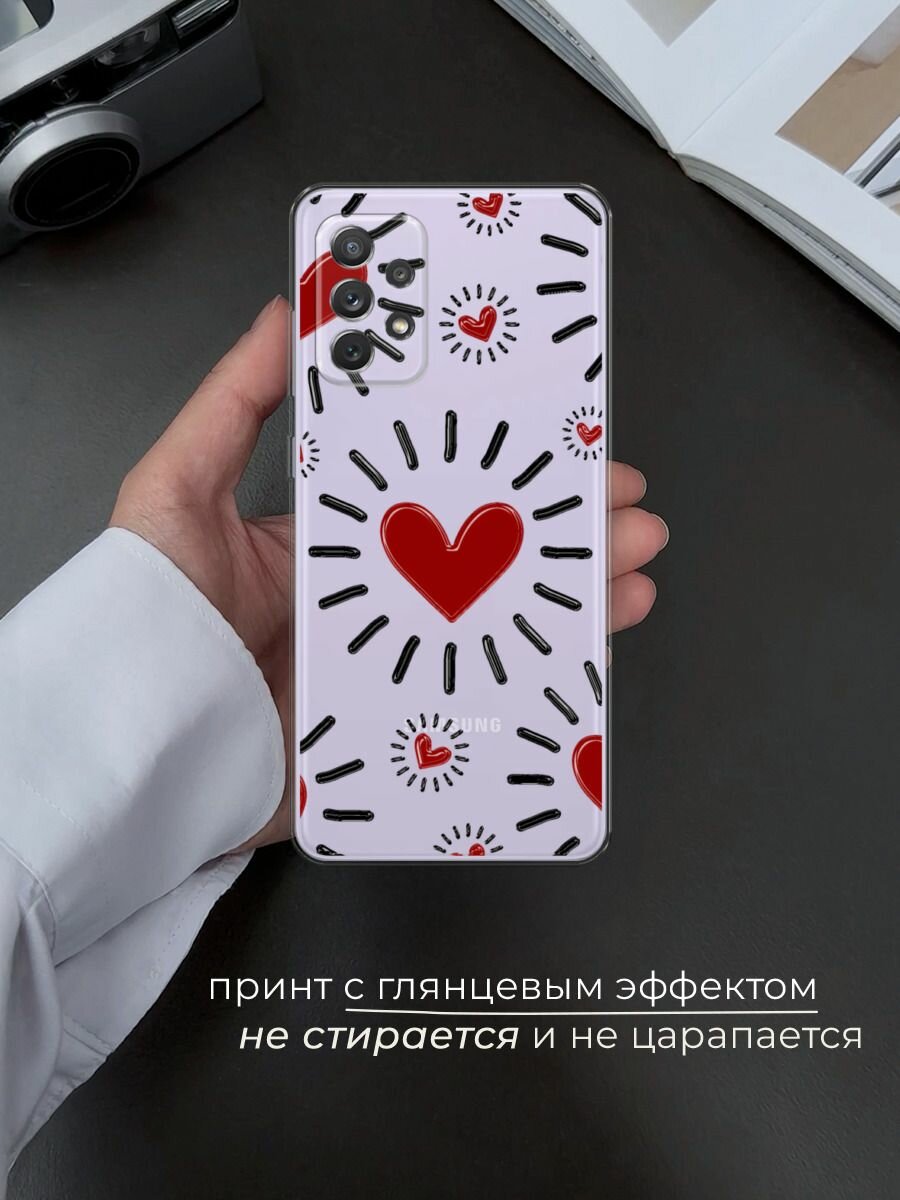 Чехол на Samsung Galaxy A73 / Самсунг Галакси А73 с принтом "Бордовые сердца паттерн" — фото 1