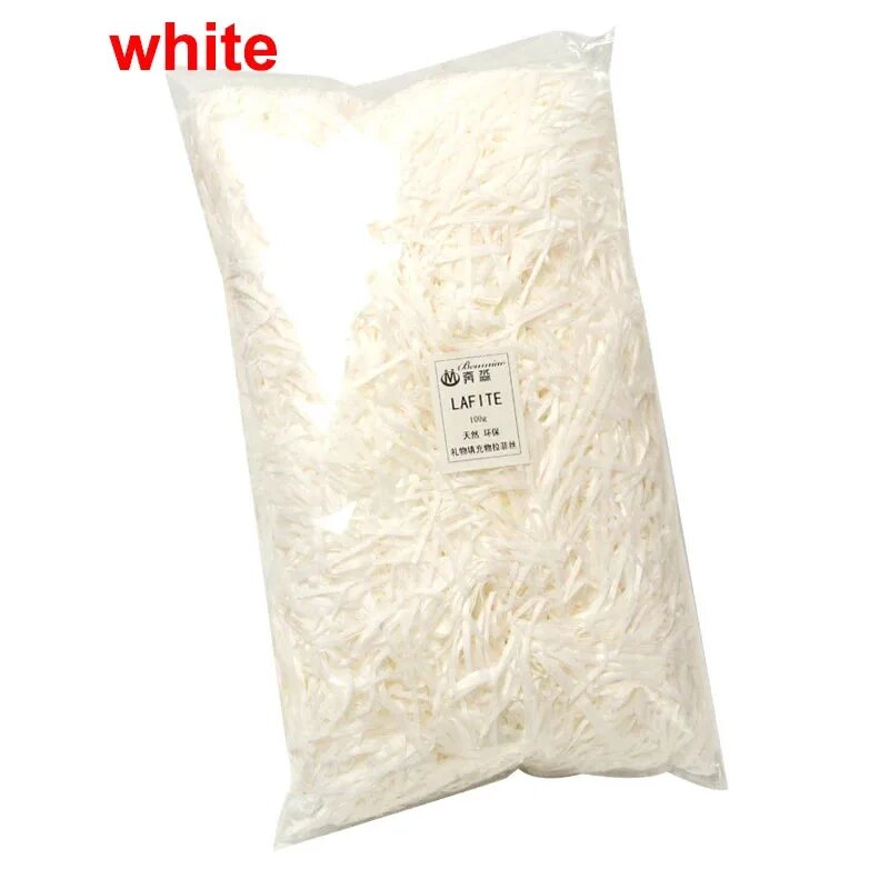Рафия измельченная бумага для декора 100 гр Белый, 100g, White