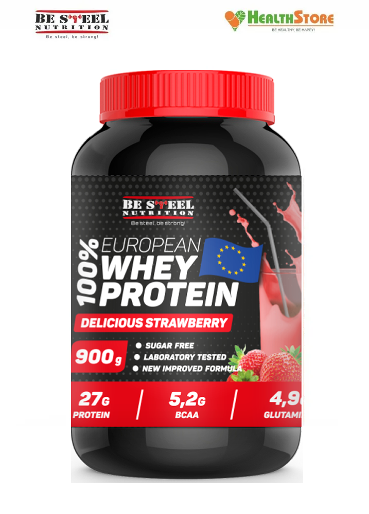 Напиток растворимый "ВЭЙ про" Be Steel Nutrition 100% European Whey Protein 0,9кг (вкусная клубника)