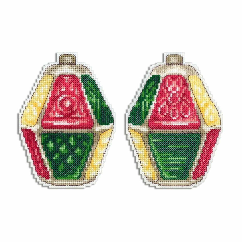 Набор для вышивания крестиком ЖАР-птицА (М. П. Студия) "Советская ёлочная игрушка. Фонарик" 12х9 см, Новый Год Зима Украшения