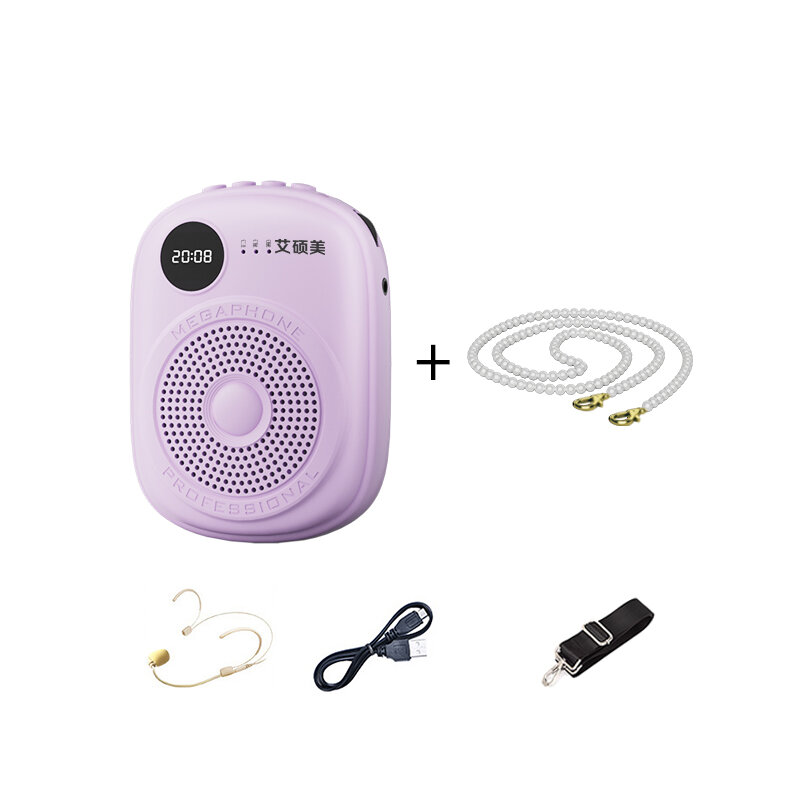 Усилитель AISOMEX K18 с встроенным динамиком и беспроводным микрофоном, purple, Wireless headset version