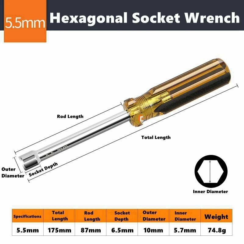 5.5mm Шестигранный Торцевой Ключ 175мм