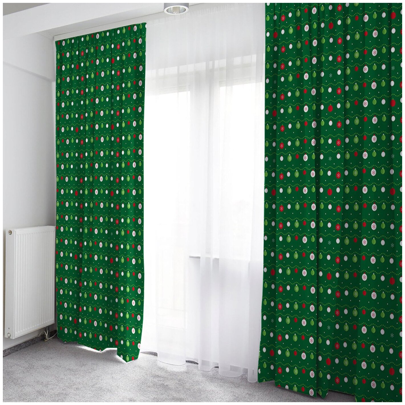 Фотошторы из габардина новогодние Good Room, 290x290 см.