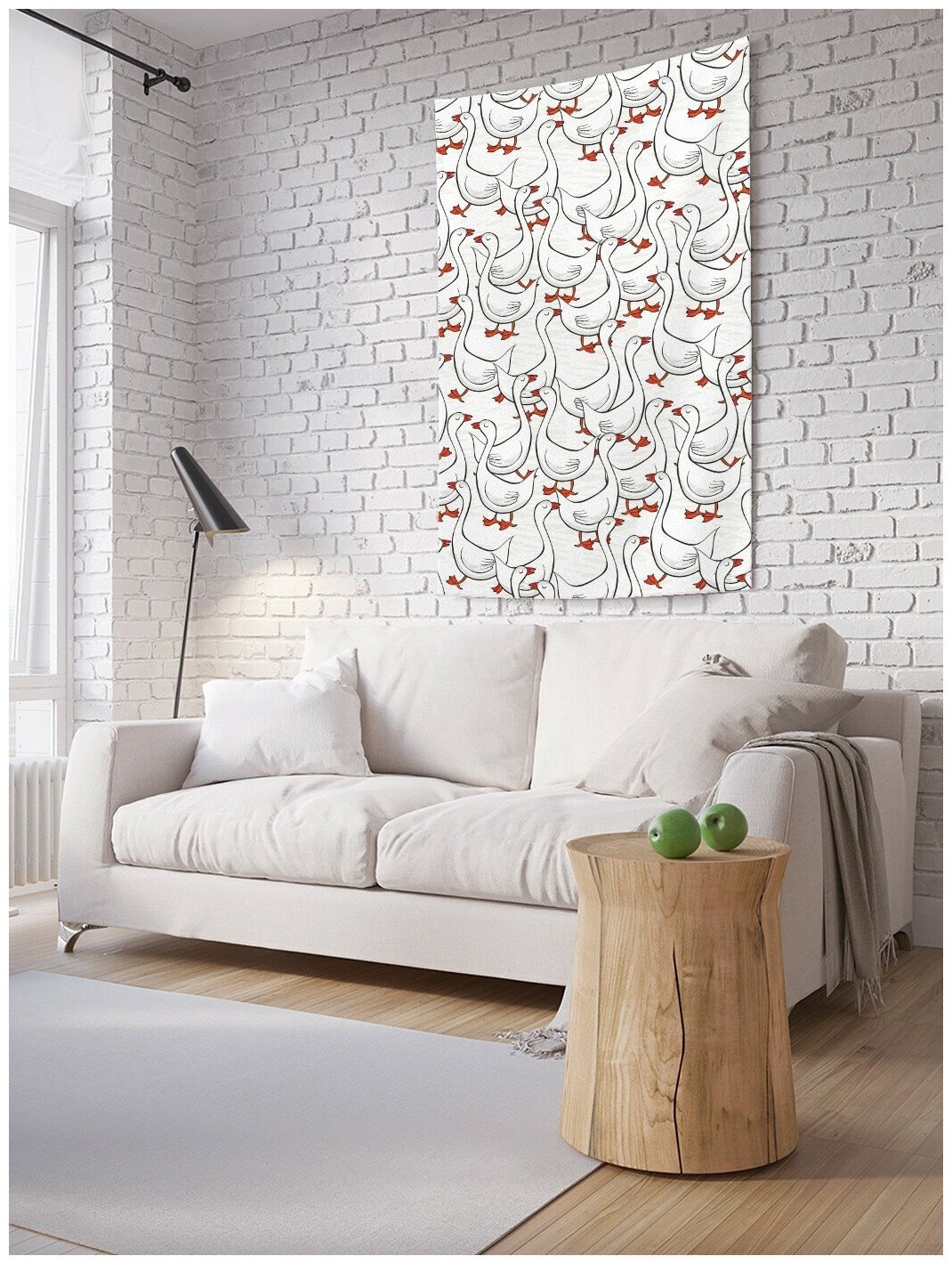 Фотопанно на стену вертикальный из ткани постер 100х150 "Гуси-Гуси", JoyArty