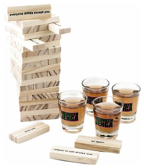 Алкогольная игра "Пьяная башня" с 4 стопками