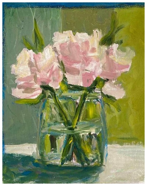 Букет цветов в банке Картина маслом современный художник С. Петербург