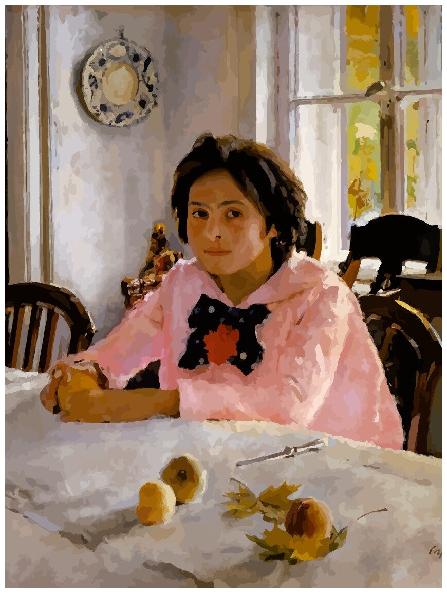 Картина по номерам на холсте Девочка с персиками 5028 30x40