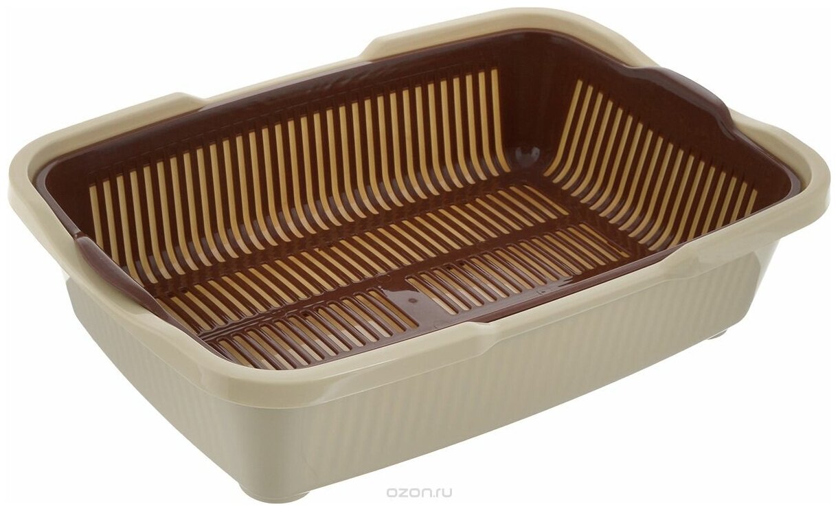 Туалет-лоток Дунья Догуш с сеткой малый для котят (37 x 27 x 8 см), цвета в ассортименте