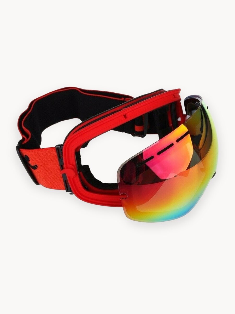 Горнолыжная маска для близоруких (диоптрии -3.0) с антизапотевающими стёклами UV400, VLT25%, красная