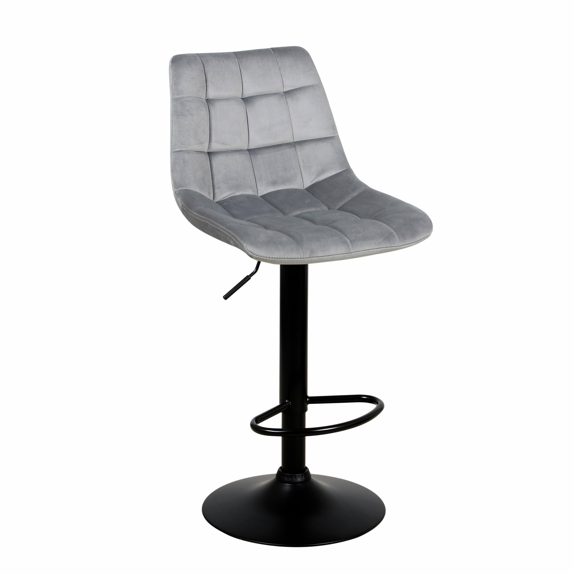 Стул Эколайн "лион", барный, велюр серый, основание эмаль чёрная, максимальная нагрузка 90кг
