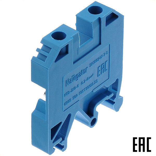 Клемма NTB-JXB-6-50-B 61217 винтовая синяя 6мм2 50А 690В ширина 8мм Navigator (14 шт. в комплекте)