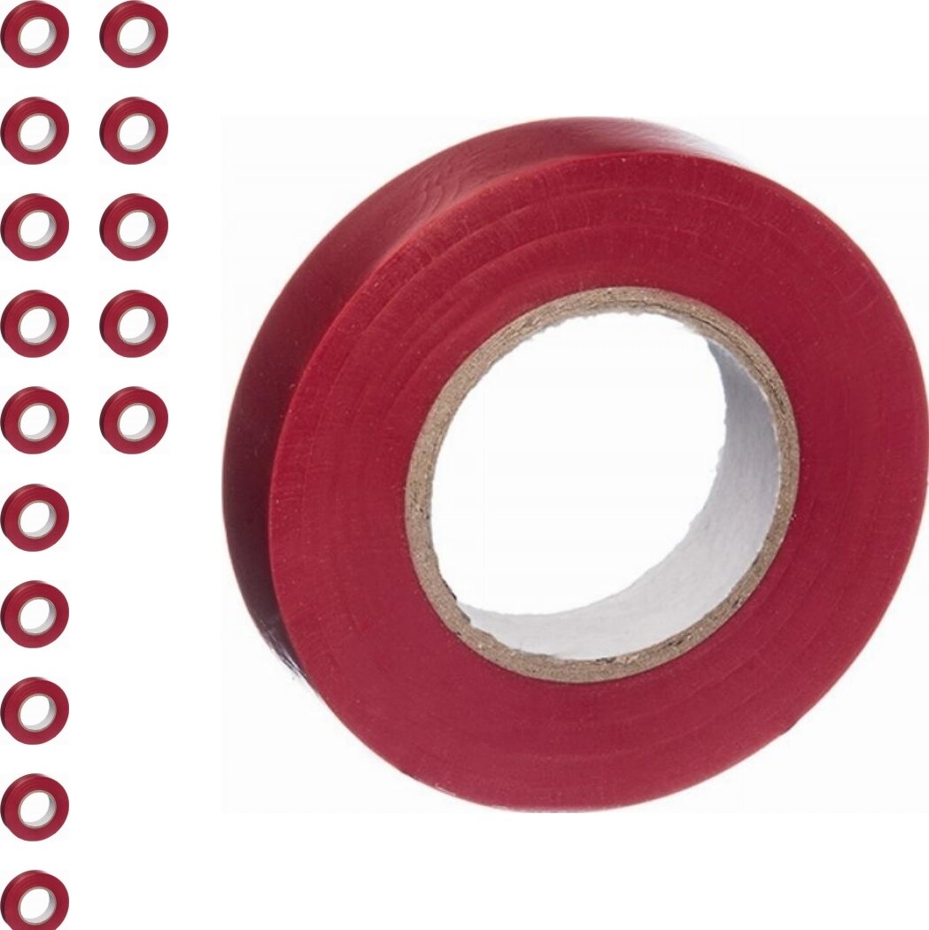Изолента ПВХ IEK 15 мм 20 метров красная (комплект из 15 шт.)